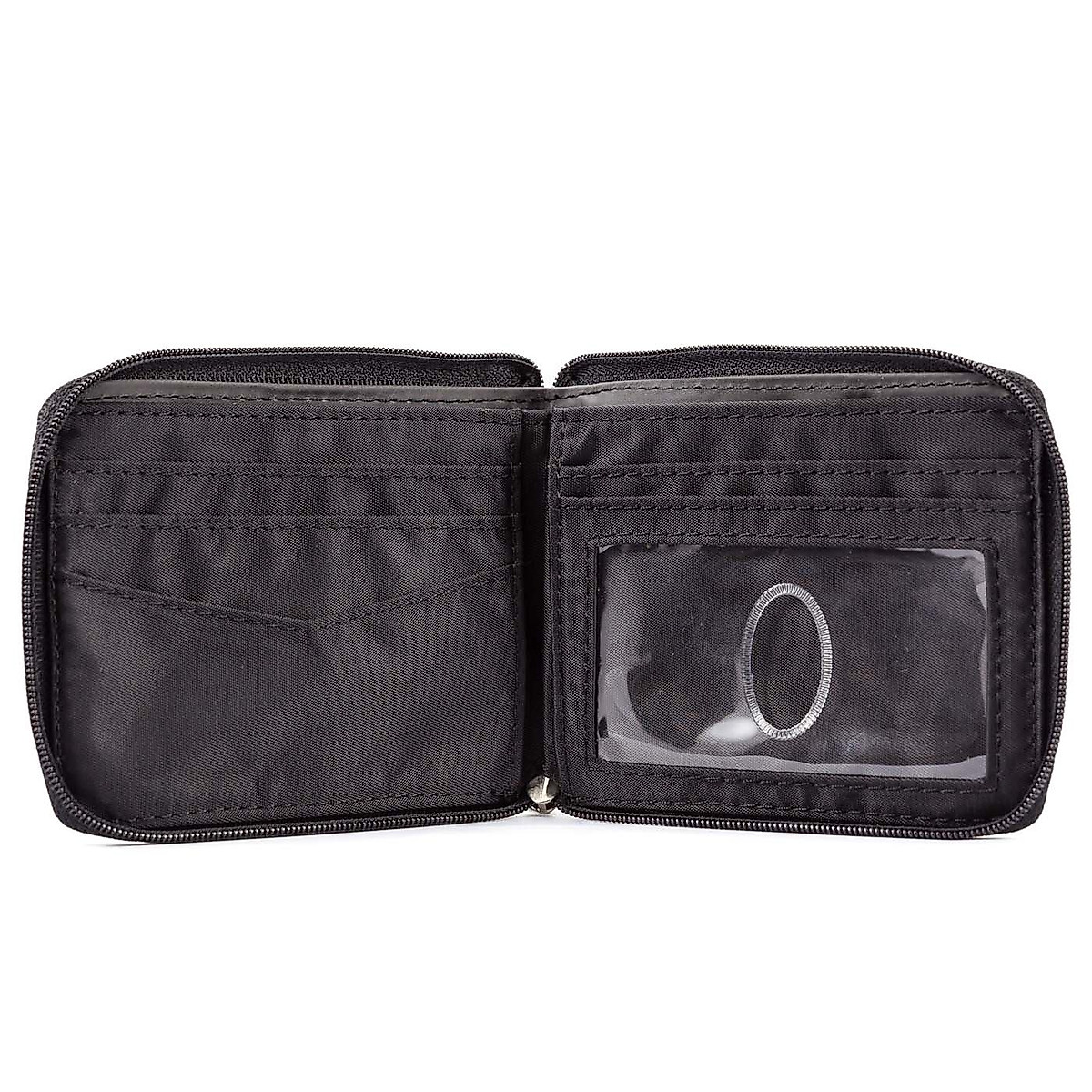 Big Skinny Men's Zippered Bi-Fold Slim Wallet, Holds Up to 25 Cards, Black