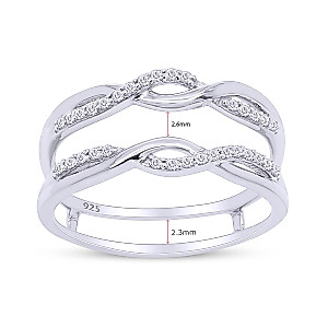 SAVEARTH DIAMONDS Round Cut Lab Created Moissanite Diamond Infinity Twisted Enhancer Guard Ring in 14K White Gold Plated 925 Sterling Silver Jewelry (G-H Color, 0.50 Cttw) Size -10