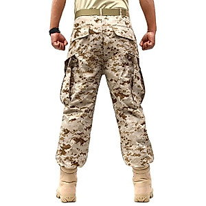 ZLSLZ Men's Military Tactical Casual Camouflage Multi-Pocket BDU Cargo Pants Trousers (M, Desert Camo)