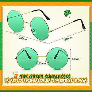 3 Pcs St Patrick&#039;s Day Dog Costume, St. Patty&#039;s Day Doggie Headband Green Round PET Sunglasses and Green Shamrock Bow Tie Kit for Medium Large Dogs
