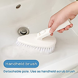 Qaestfy Shower Scrubber Cleaning Brush Combo Bath Tub Tile Cleaner Scrubber Brush with 51'' Adjustable Long Handle Scrub Brush for Bathroom Shower Bathtub Wall Mop Cleaning Scrubbing