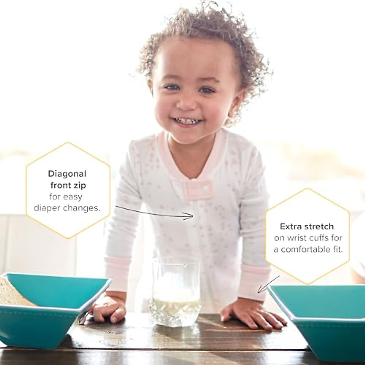 Burt's Bees Baby baby girls Pajamas, Zip Front Non-slip Footed Pjs, 100% Organic Cotton and Toddler Sleepers, Oh Deer, 12 Months US