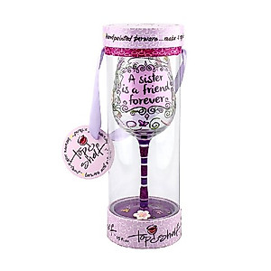 TOP SHELF TS-5061A “A Sister is a Friend Forever” Wine Glass – Hand-painted – Gift Ideas for Her Multicolor, 15oz