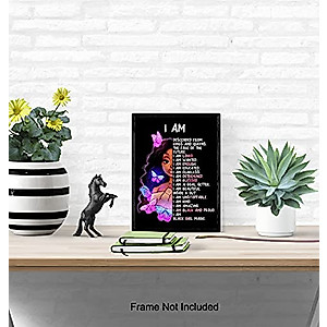 African American Girl Wall Art & Decor - I Am Black Girl Magic - Black Art - Inspirational Positive Affirmations - Inspiring Positive Quotes - Tween Teen Little Girls Bedroom Decor - Daughter Gifts