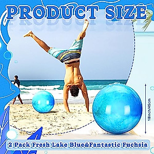 Deekin 2 Pcs 15 Inch 18 Inch Marbleized Bouncy Balls Large Size Ball Inflatable Rubber Playground Sensory Balls Bouncy Toys Balls for Kid Adults Pet Outdoor School Water (Blue and Purple, 18 Inches)