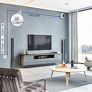 Ring Camera Battery Charger Outdoor & Indoor, 16Ft/5m Charger Cable for Ring Stick Up Cam Battery 3rd/2nd Gen, Ring Spotlight Cam Plus/Pro, USB C and DC Plug Adapter (2Pack)