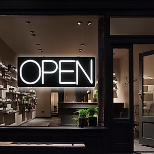 Open Signs for Business 12V/2A Ultra Bright LED Neon Open Sign 16 Inch Lighted Open Sign Electric Light Up Open Sign for Business Storefront Window Glass Door Retail Shop Store Bar Salon