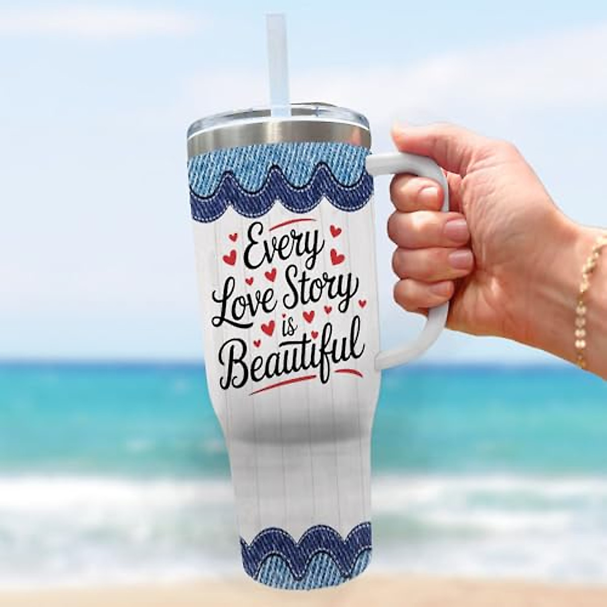 Custom 40oz Tumbler with Handle – wedding kiss-Personalized Couple Gift for Anniversary Wedding Gift, Birthday, Mother's Day, Valentine’s Day v2es8D