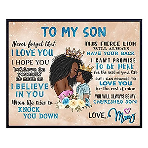 African Americans Mother Wall Art & Decor - Black women Wall Art - Nursery Decor - Little Boy Bedroom Decor - Baby shower Gift - Mother Son Life Empowerment Inspirational Quotes Poster UNFRAMED 8x10