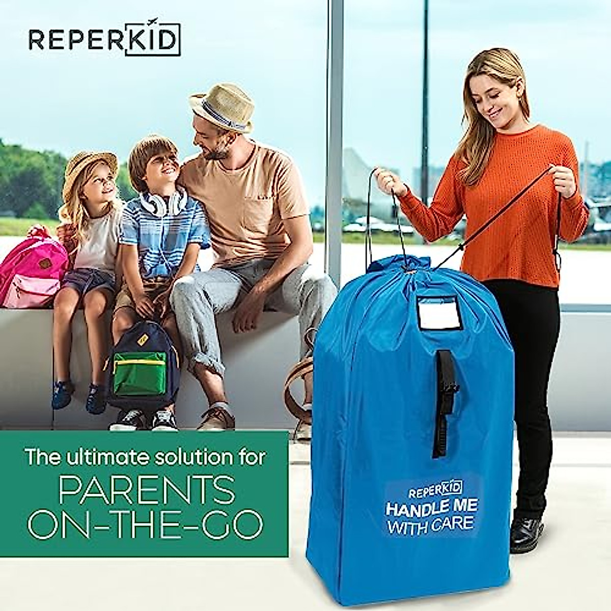 reperkid Durable Double Stroller Bag for Airplane Travel – Heavy Duty Large Single/Jogging Stroller Travel Bag – Sizeable and Water Resistant Stroller Travel Bag with Padded Adjustable Carry Straps