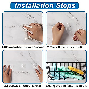 HAPY SHOP 8 Pack Adhesive Hooks Sticker Strong Shower Caddy Adhesive Hooks Replacement Nail Free Transparent Adhesive Pad No-Trace Wall Stick Adhesives Hook for Bathroom Shower Caddy Corner Shelf