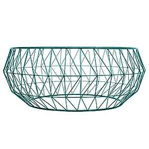 LeisureMod Malibu Modern Geometric Base Round Glass Top Coffee Table, Blue