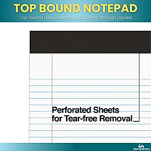 1InTheOffice Jr Legal Pads,Small Legal Notepads, 5" x 8", Narrow Ruled Note Pad, White, 50 Sheets/Pad, 24 Pads/Pack