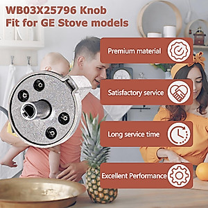 Funmit 5 Pack WB03X25796 Heavy Duty Burner Knob Exact Compatible with General Electric(GE) Stove Range Replaces AP5986232 WB03T10326 PS11721433 B071RXPPGF 4362262 Cooktop, Silver