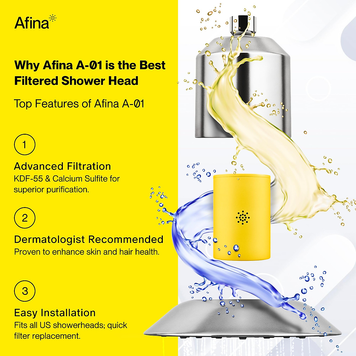 Afina A-01 Replacement Filter for Afina Filtered Showerhead - High Pressure Shower - Reduces Dry Itchy Skin, Dandruff, Eczema, and Dramatically Improves The Condition of Your Skin and Hair
