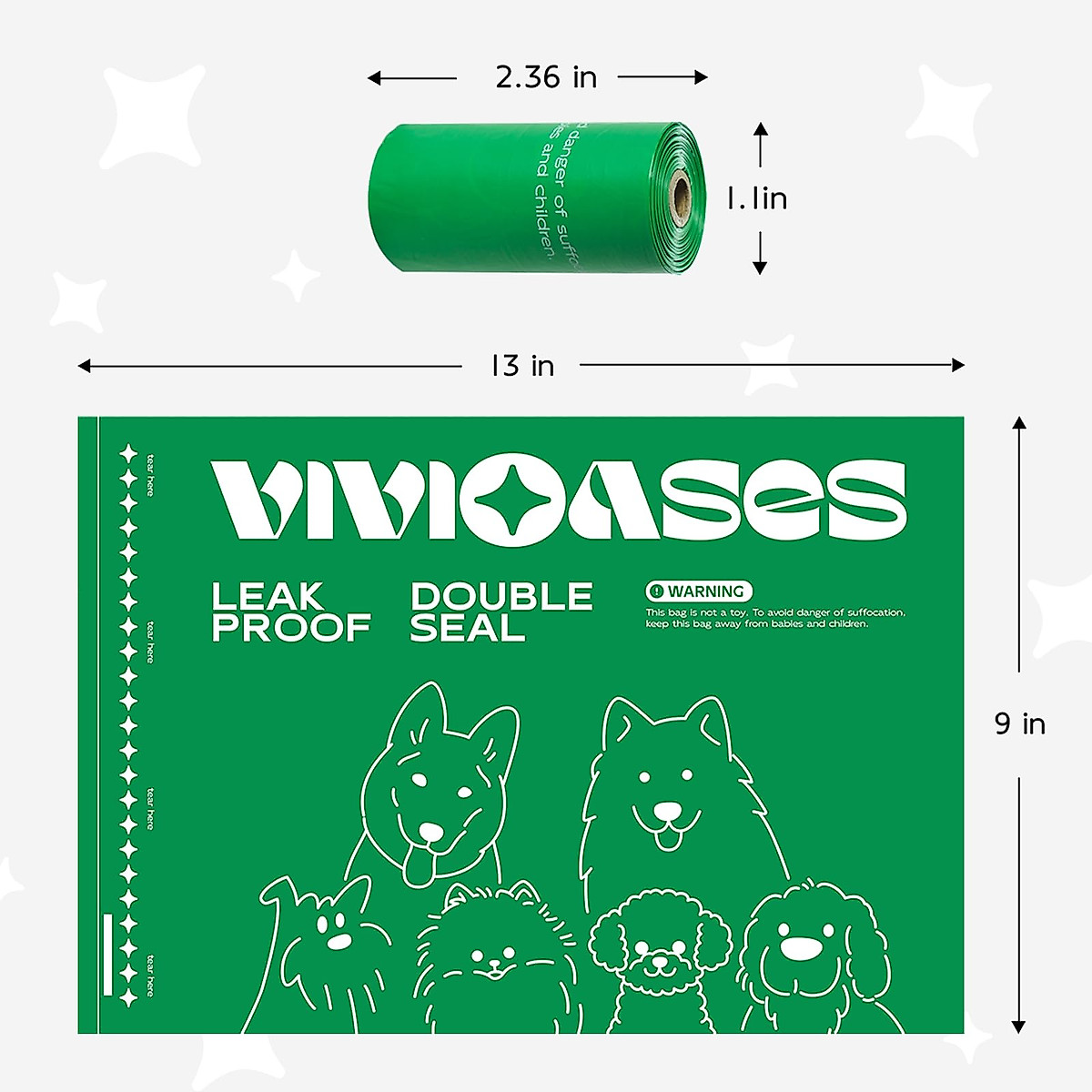540 Count Dog Poop Bags Rolls, 9" x 13" Dog Bags for Poop, 100% Leak Proof and Strong Sturdy Doggie Poop Bags, Pet Waste Bags, Lavender, Scented