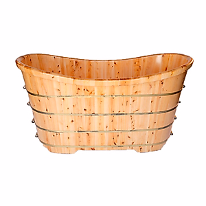ALFI brand AB1105 63-Inch Free Standing Cedar Wood Bath Tub