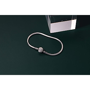 SOUKISS Genuine 925 Sterling Silver Clasp Charm Bracelet with 2 Rubber Spacer Charm for European Bead Charms,Xmas Gifts (22)