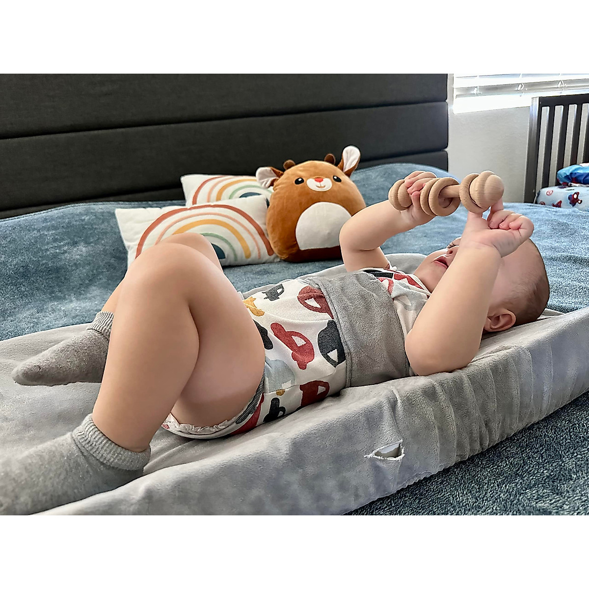 Stay Put Changing Pad Cover Protector Ultra Soft Minky Plush Changing Table Covers Breathable Changing Table Sheets Wipeable Changing Pad Covers (Gray) Mom's Choice Award Winner