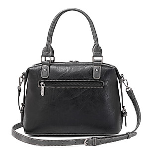 Wrangler Doctor Bag Top Handle Purse Hobo Shoulder Satchel Handbags Crossbody Bag with Crazy Horse Grain Leather for Women WG48-S5110BK
