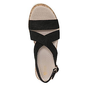BZees Womens Radiant Cork Strappy Wedge Sandal, Black, 8 US