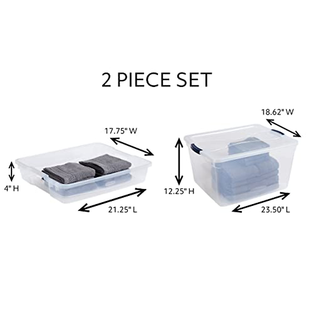 Rubbermaid 71 Qt. Cleverstore Clear Bundle with Tray Inserts, Pack of 4, Clear Plastic Storage Bins with Built-In Handles to Maximize Storage, Great for Large and Small Items