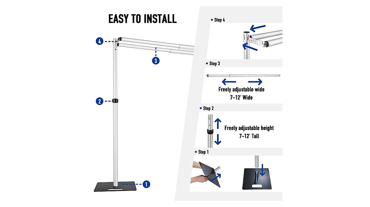 Hecis Double Crossbar Pipe and Drape Backdrop Stand 12x12 ft