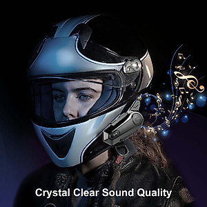 SOFFRIA Motorcycle Bluetooth Headset E1 2 Riders Wireless 400M Dirt Bike Helmet Intercom with CVC Noise Cancellation Stereo Music IPX6 Waterproof for Half/Open Face Helmet