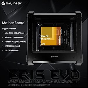 RAIJINTEK ERIS EVO, EEB/EATX case with Tempered Glass Side Panel, Maximum CPU Cooler Height up to 170 mm, Supports up to 5×2.5" HDD or 5×2.5" HDD/SSD