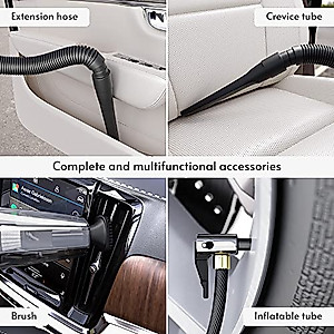 AMEBIBO 4-in-1 Car Vacuum Cleaner, Tire Inflator Portable Air Compressor with Digital Tire Pressure Gauge LCD Display and LED Light, 12V DC Air Compressor Pump, 14,8FT Cord