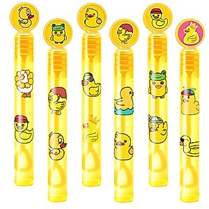 24PCS Duck DIY Bubble Wands Party Favors 96PCS Stickers for Goodie Bag Fillers Pinata Stuffers, Mini Bubble Bulk Birthday Party Supplies Toys Gifts Class Prizes for Toddlers Boys Girls