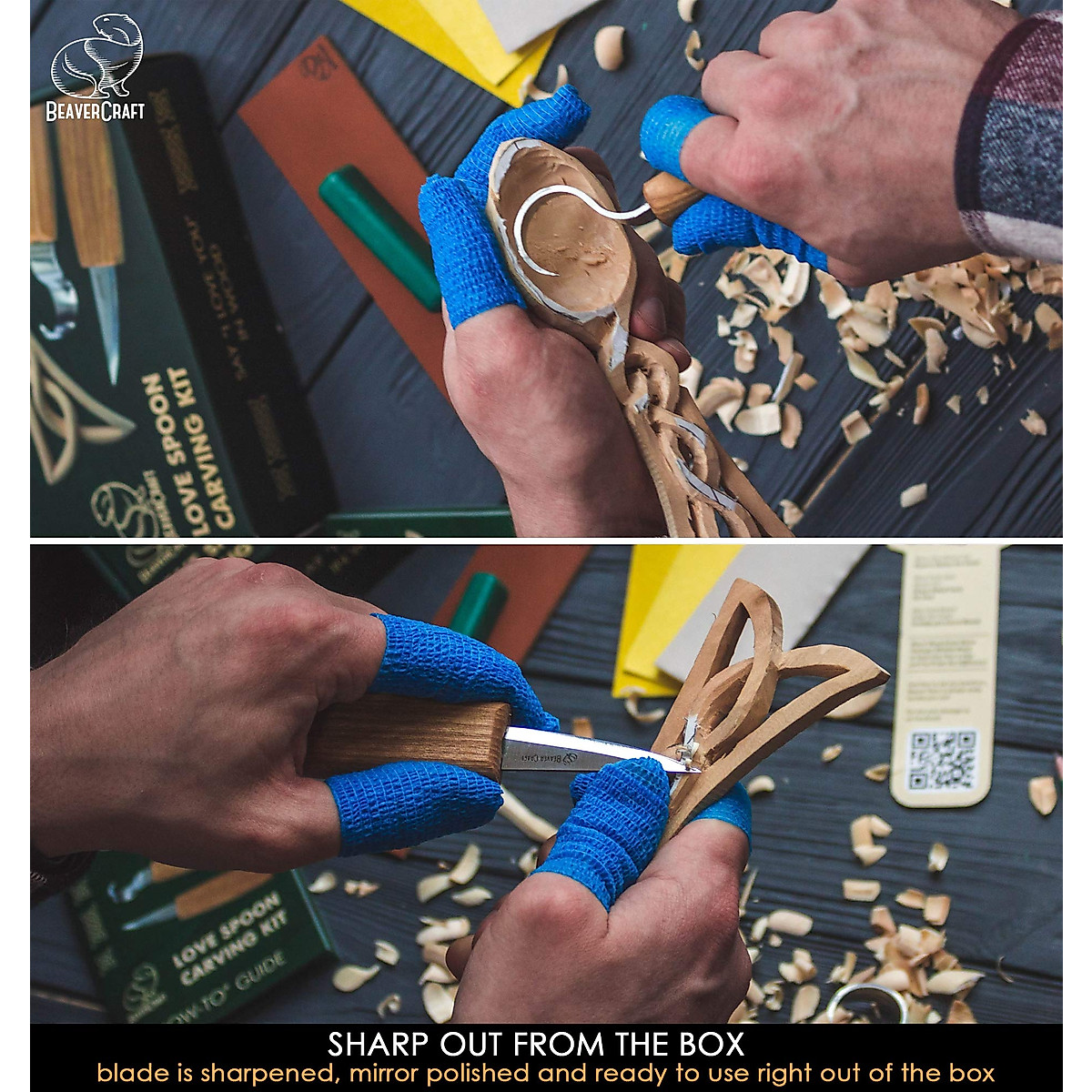 BeaverCraft, Wood Whittling Kit for Beginners DIY04 - Spoon Carving Kit - Wood Carving Whittling Hobby Kit for Adults and Teens - Wood Carving Hook Knife - Woodworking Tools - Spoon Carving Tools