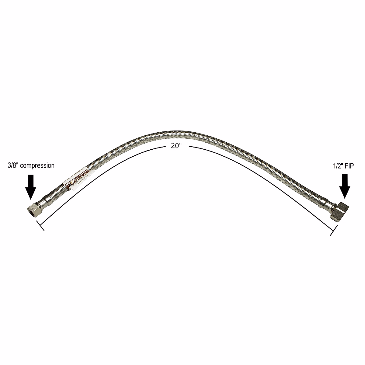 Complete Set 1/2 in. NOM Inlet x 3/8 in. OD Compression Outlet Angle Shut Off Valve + Escutcheon Plate + 20" Long Stainless Steel Braided Faucet Water Supply Line (2 Pack)