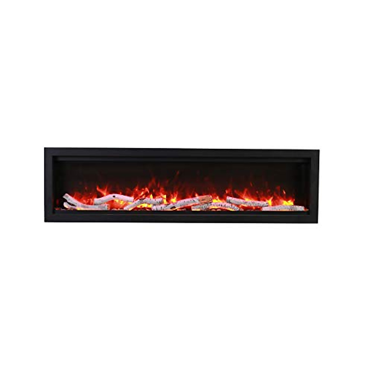 Amantii SYM-50-BESPOKE Symmetry Series Bespoke 50-Inch Built-in Electric Fireplace with Remote, Birch Log Media, Black Steel Surround
