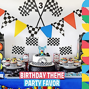 Dazzling Toys Race Car Flags – 36 Mini Checkered Flags with Plastic Sticks, Car Decor Supplies for Racers, Sports Themed Birthday Party Decoration Flag for Kids & Racing Activities for Racer Boys