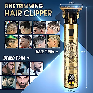 SZJHXIN Professional Hair Clippers for Men, Beard Trimmer Rechargeable Zero Gapped Cordless Haircut Trimmer Electric T Blade Liners Edgers Hair and Shaver Barbers Men Grooming Kit LCD Display