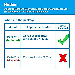 LCL Compatible Toner Cartridge Replacement for Xerox 106R02311 106R02309 5000 Pages 3315 3325 3315DN (1-Pack Black)