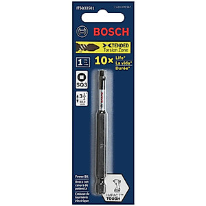 BOSCH ITSQ335B 10-Pack 3-1/2 In. Square #3 Impact Tough Screwdriving Power Bits