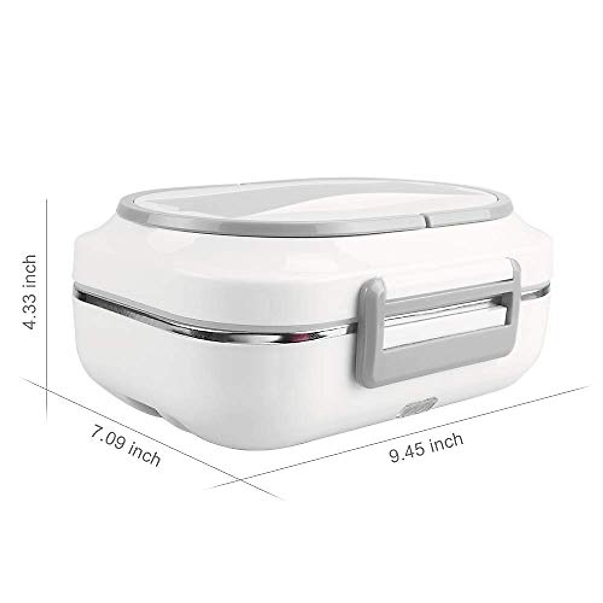 CTSZOOM Electric Lunch Box Food Warmer for Car Truck and Home Portable Food Warmer Heater 3 compartment Container with Spoon and Fork Lunch Box White