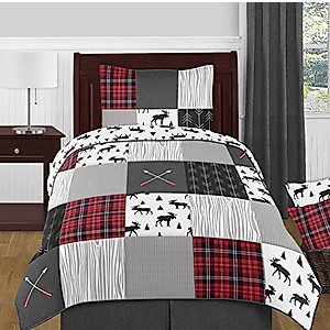 Sweet Jojo Designs Black and White Woodland Moose Organizer Storage Bins for Rustic Patch Collection - Set of 2