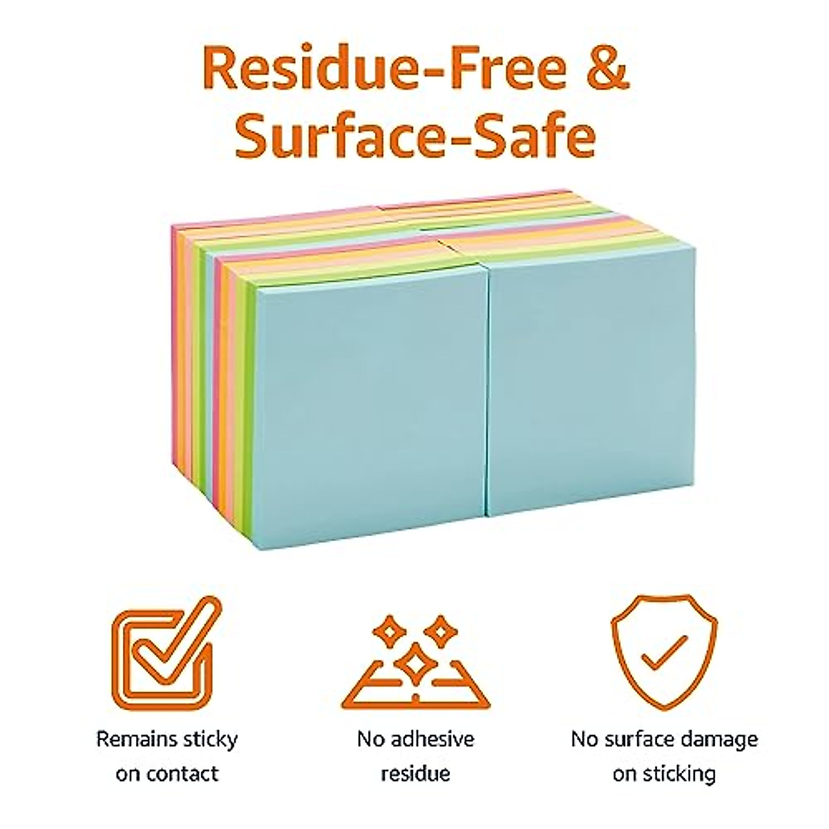 Amazon Basics Square Sticky Notes, 3 x 3-Inch, Assorted Colors, 24-Pack