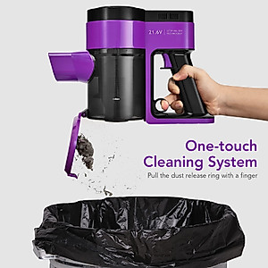 COSTWAY Cordless Vacuum Cleaner, 3-in-1 Handheld Stick Vacuum with 45-Minute Runtime & 2000mAh Rechargeable Battery, Wall-Mounted Lightweight Vacuum for Car, Pet Hair, Hard Floor & Carpet (Purple)