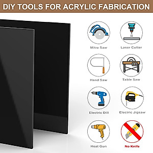 Black Acrylic Plexiglass Sheet, MIKING 4 Pack 12 x 12 Inch Black Cast Square Panel 1/8” Thick (3mm) Plexi Glass Acrylic Board with Protective Paper for DIY Display Projects, Craft