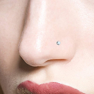 Anicina 18G Stainless Steel L Shaped Nose Rings Studs 2mm Mix Color Opal & CZ & Ball L Nose Stud Ring Nose Nostril Piercing Jewelry for Womens Mens