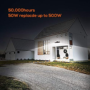 JJC LED Barn Light, Dusk to Dawn Area Light 50W 6000LM LED Barn Lights with Photocell 5000K Daylight Security Flood Light IP65 Waterproof for Yard, Street, Outdoor Use…