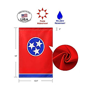 Tennessee State Flag, Double Sided Seasonal Garden Flag for Outside, Double Stitched Patio Decorative Yard Lawn Banner for All Seasons, 18"x12", Red Blue