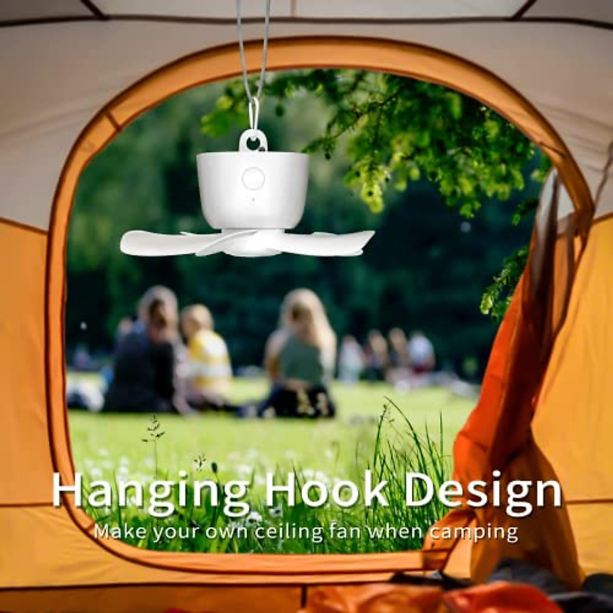 UNbeaten Portable Camping Fan for Tents with Hanging Hook, 8000mAh Battery Operated,Remote Control,Timer,4 Speeds,USB Rechargeable for Camping Outdoor