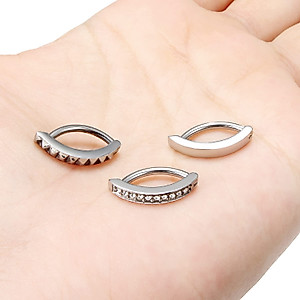 Vsnnsns 14G Belly Button Rings Belly Rings for Women Stainless Steel CZ Belly Piercing Jewelry Surgical Steel Clicker Belly Button rings Curved Navel Ring Barbell Body Jewelry Piercing Silver 12mm