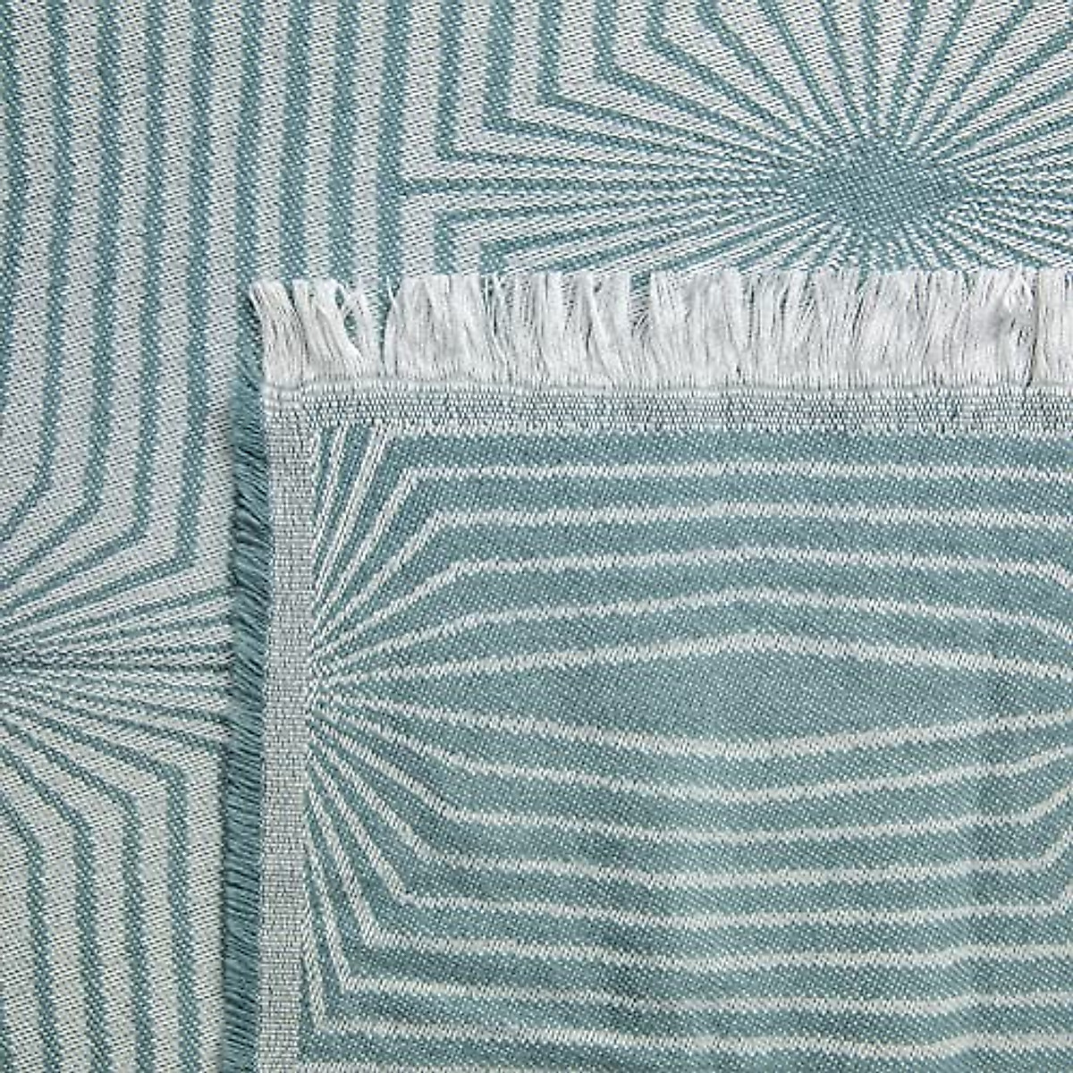 MANGATA CASA Boho Throw Blanket Teal for Couch Sofa and Bed -Lightweight Super Soft Woven Blanket with Tassel-Decorative Cozy Spring Throws with Sunrays Pattern for Living Room(Teal 50x67In)