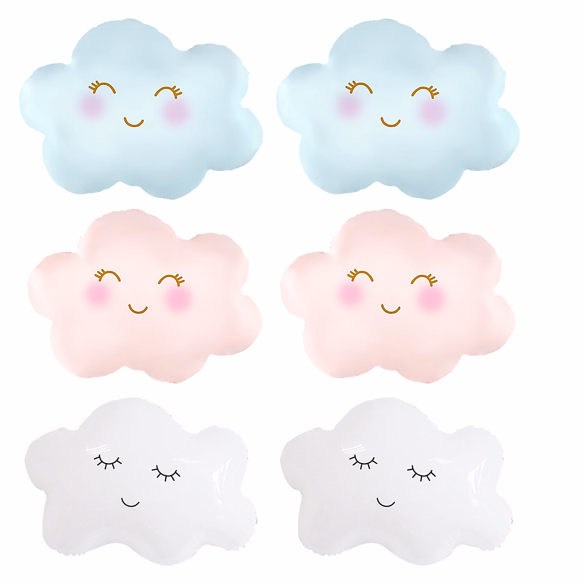 6PCS Cloud Balloons Foil Mylar Smile Cloud Balloons for Baby Shower and Birthday Party Decorations Supplies